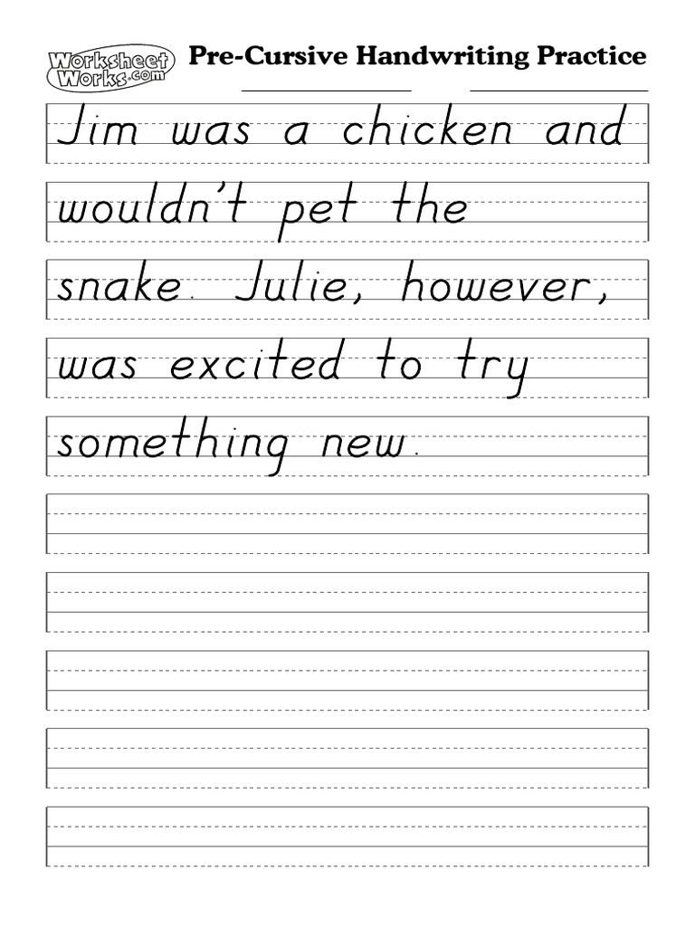 Pre-Cursive Handwriting Practice: Name: Date | PDF