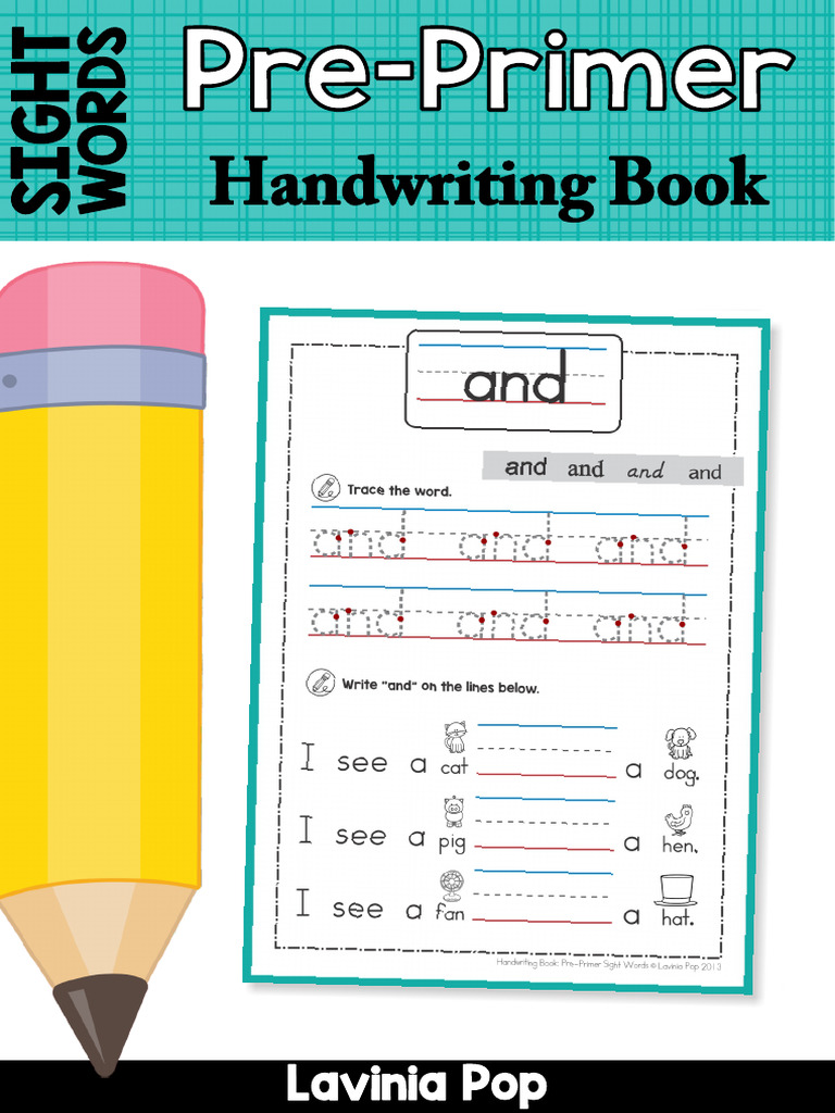1 - Sight Words Handwriting - Tracing Book (Pre-Primer Words) | PDF