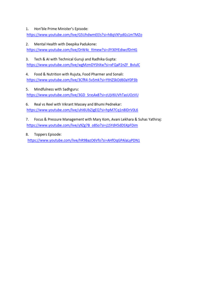 PPC 2025 Links For Various Sessions | PDF