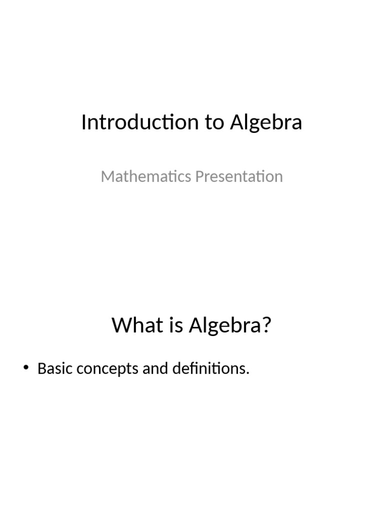 Introduction To Algebra | PDF