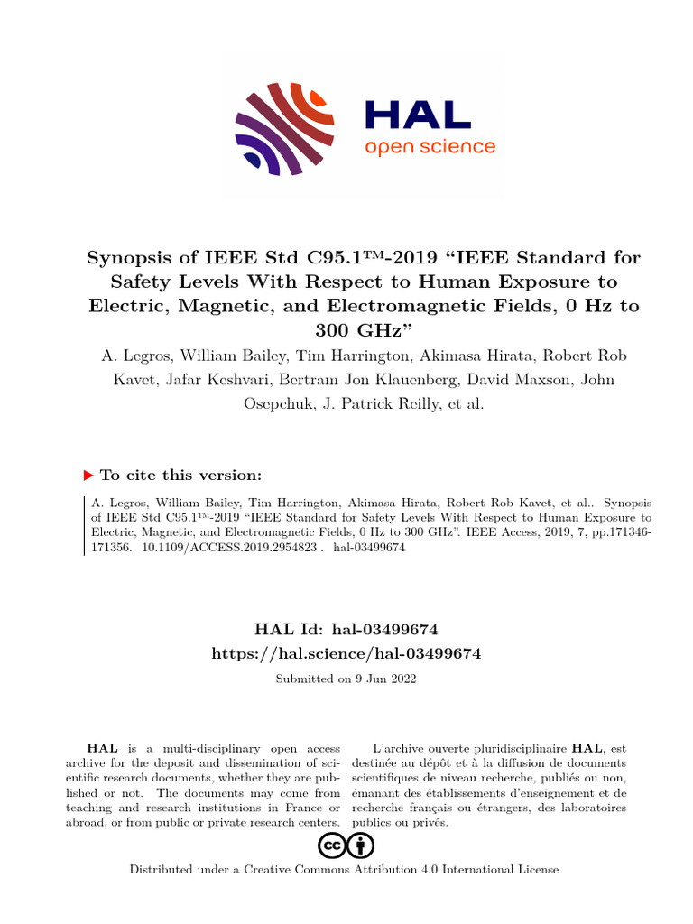 Synopsis of IEEE STD C95.1-2019 IEEE Standard For Safety Levels With Respect To Human Exposure ...