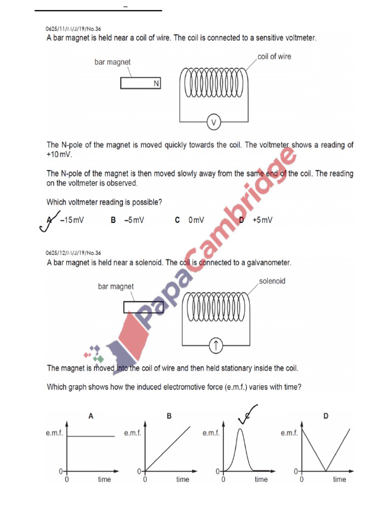 2019j Electromagnetic Induction Igcse Mult Pdf