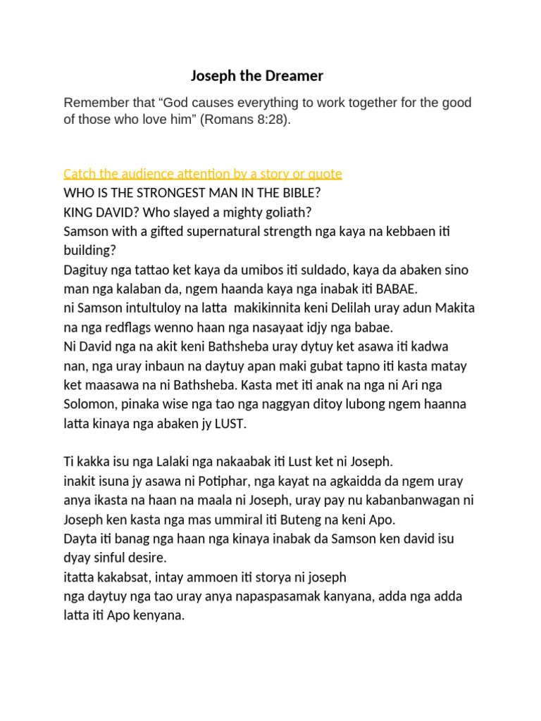 Joseph The Dreamer1232 | PDF