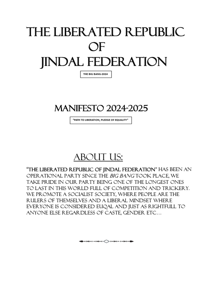 Jindal Federation Manifesto 2024-2025 | PDF | Social Equality ...