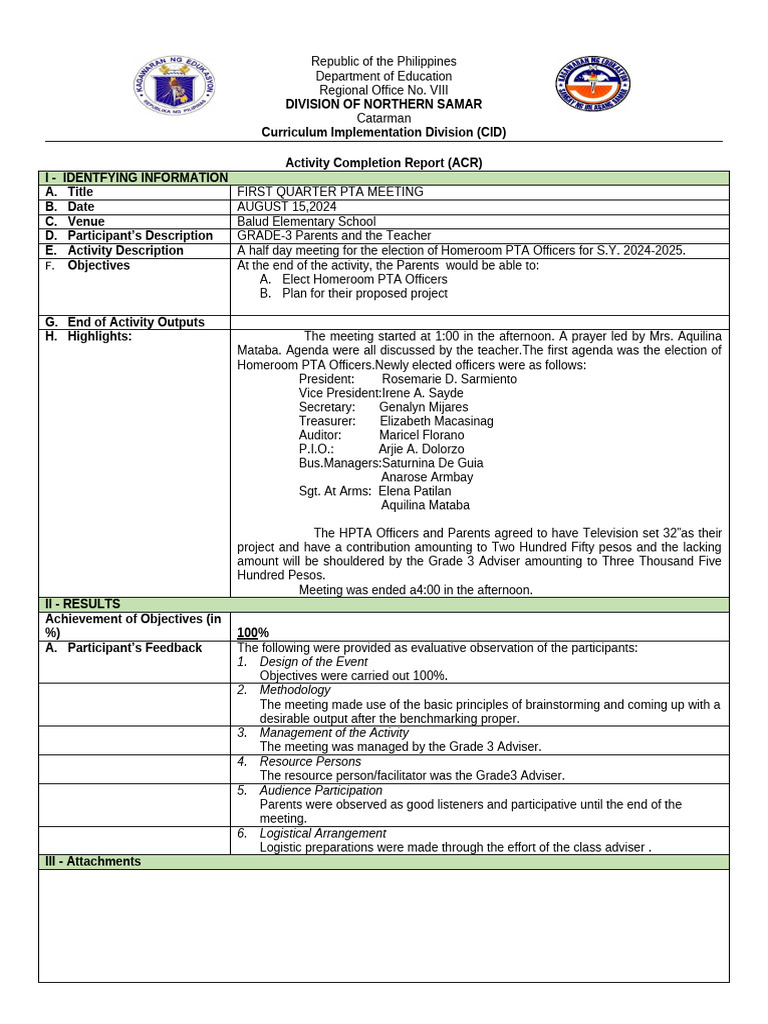 ACR Parents & Teachers Meeting 2016 | PDF