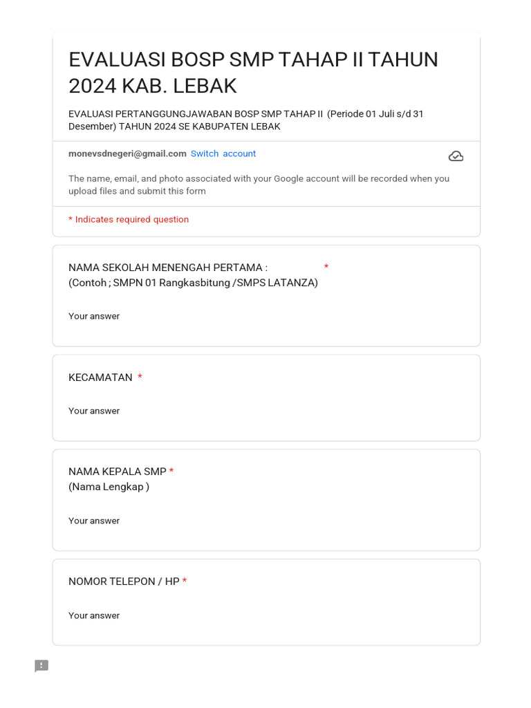 02 - Penjelasan Isian Form Evaluasi Bosp SMP Tahap II Tahun 2024 Kab. Lebak | PDF