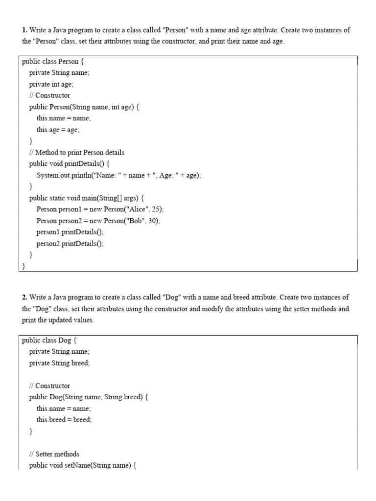 OOP Coding Questions v2 | PDF | Constructor (Object Oriented Programming) | Programming