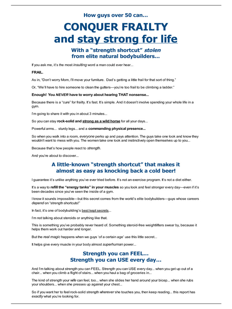 Conquer Frailty and Stay Strong For Life: How Guys Over 50 Can.. | PDF ...