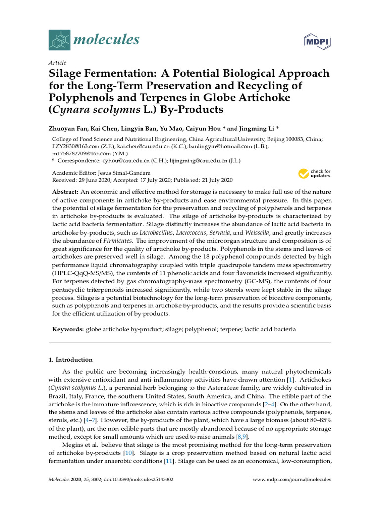 Silage Fermentation A Potential Biological Approach for the Long-Term ...