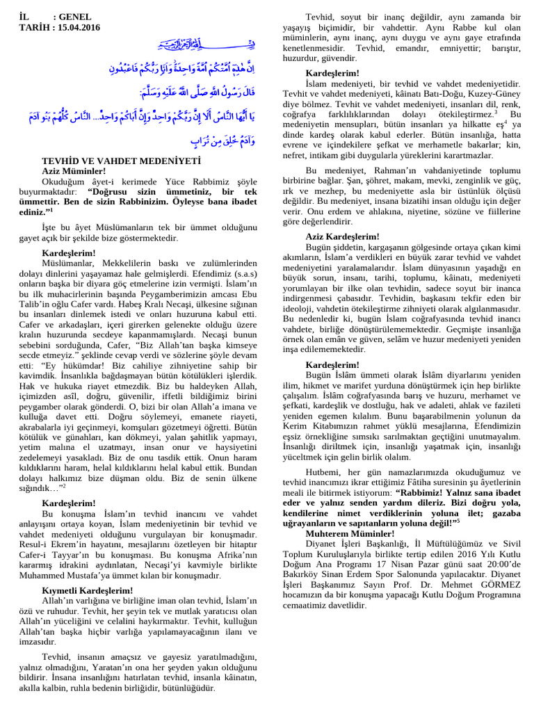 Tevhid Ve Medeniyeti | PDF