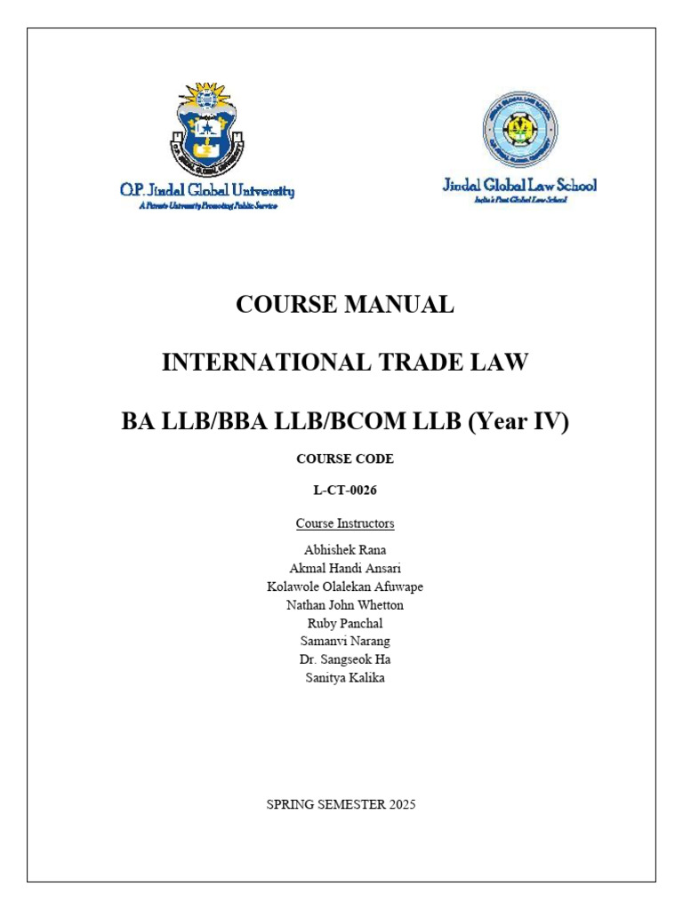 International Trade Law Course Manual | PDF | World Trade Organization ...