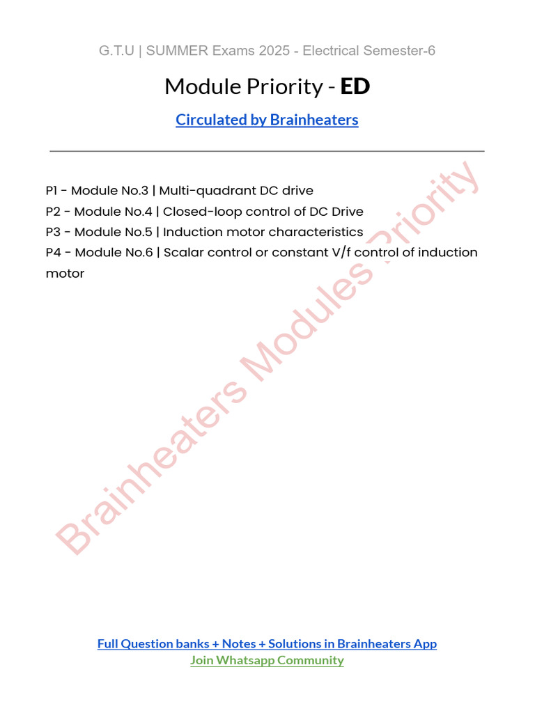 ED Electrical Sem6 Module Priority | PDF