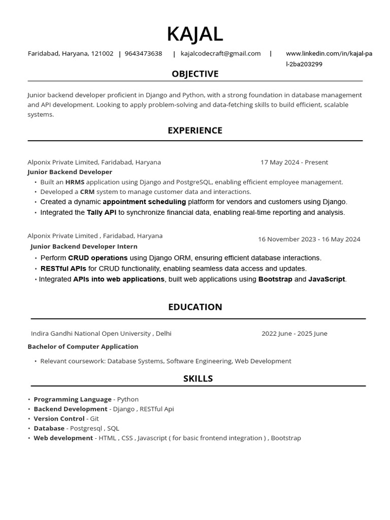 Kajal Resume 1 | PDF