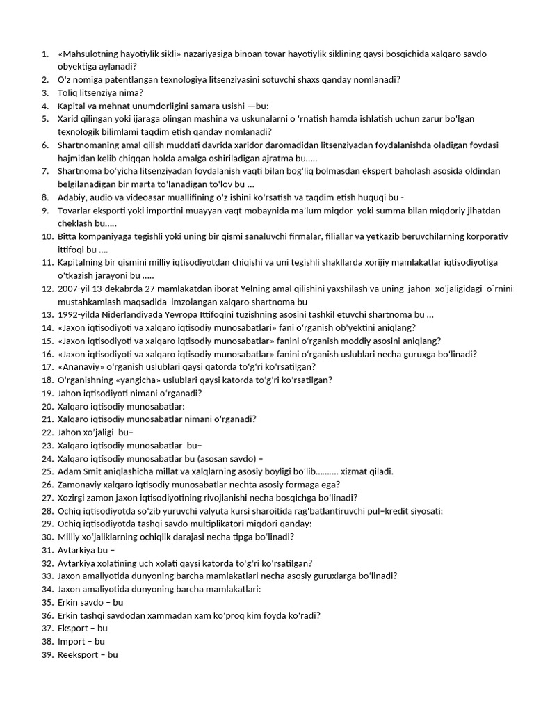 Toliq Litsenziya Nima | PDF