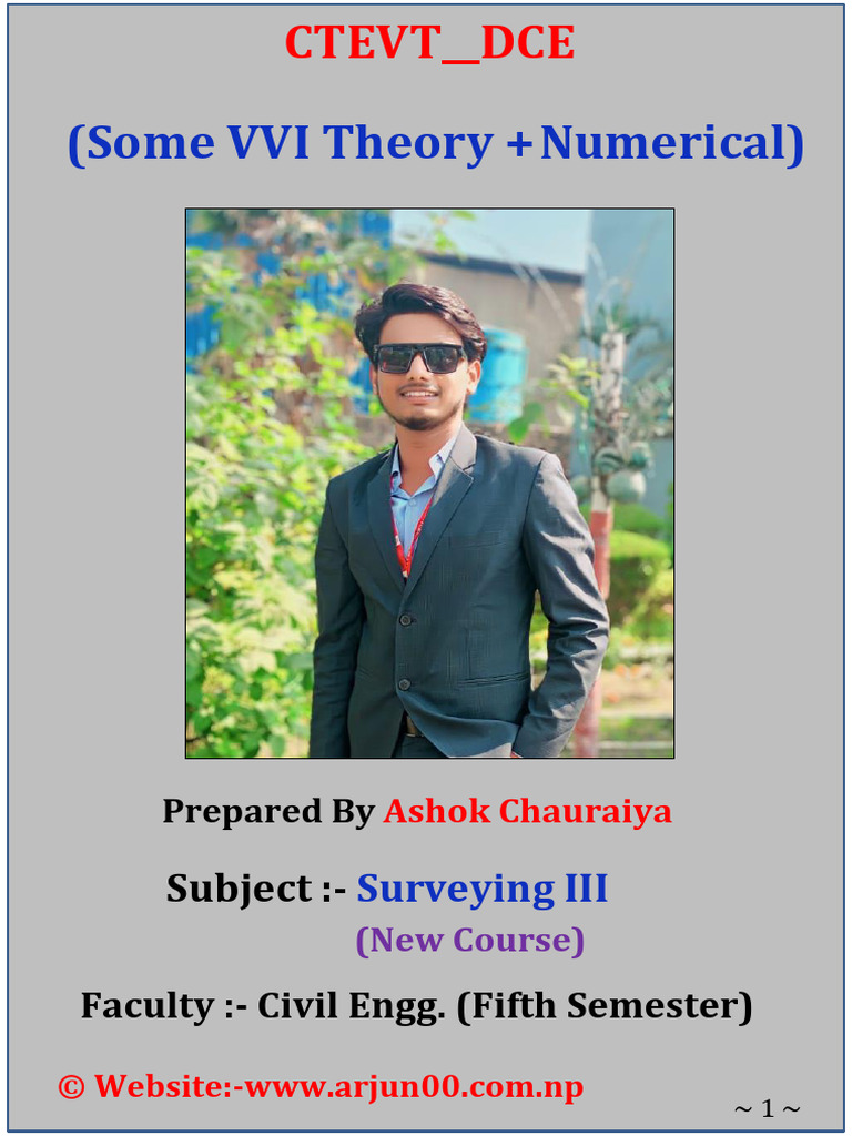 Surveying III - VVI Theory + Numerical - Provide by Ashok - (WWW - Arjun00.com - NP) | PDF