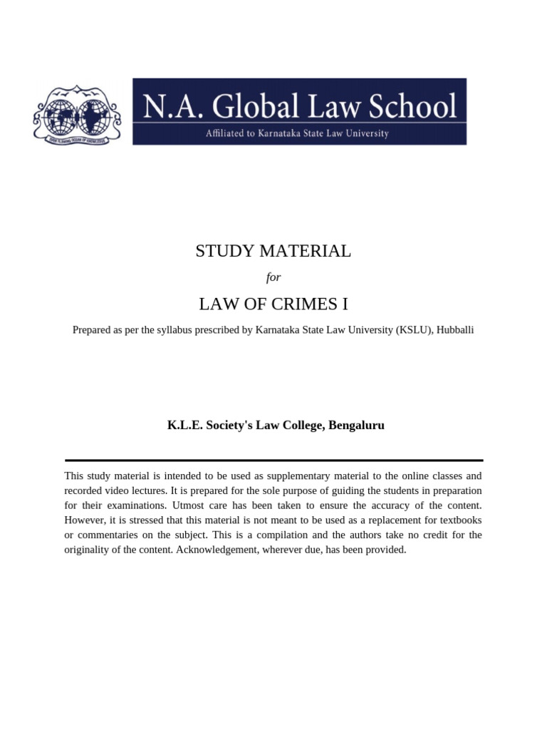 Law of Crimes I (1)-converted | PDF | Insanity Defense | Aiding And Abetting