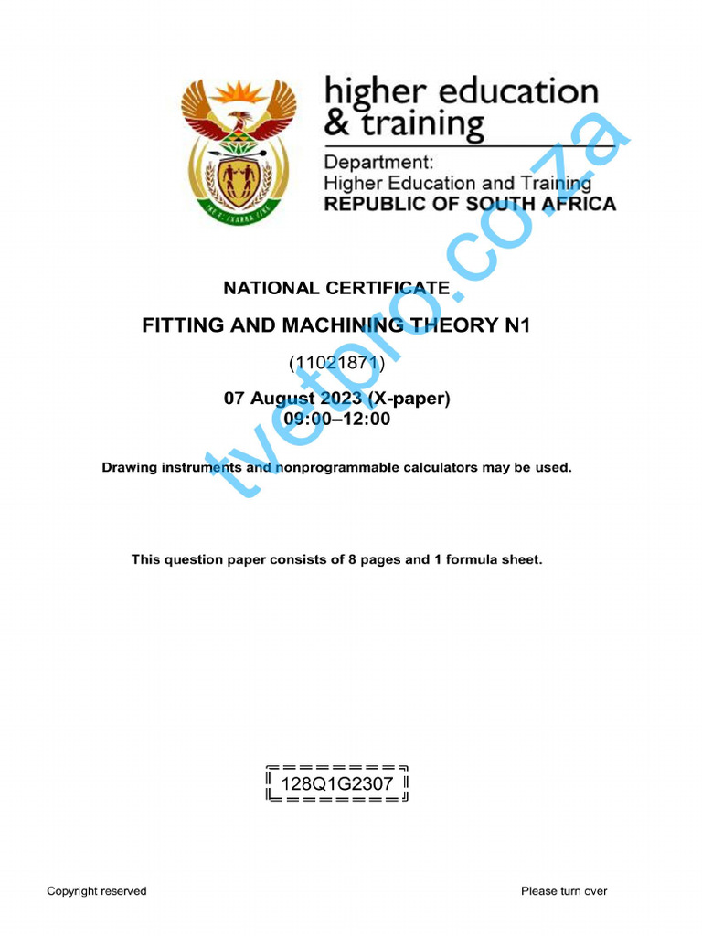 2023-T690-FITTING-AND-MACHINING-THEORY-N1-QP-AUG- | PDF