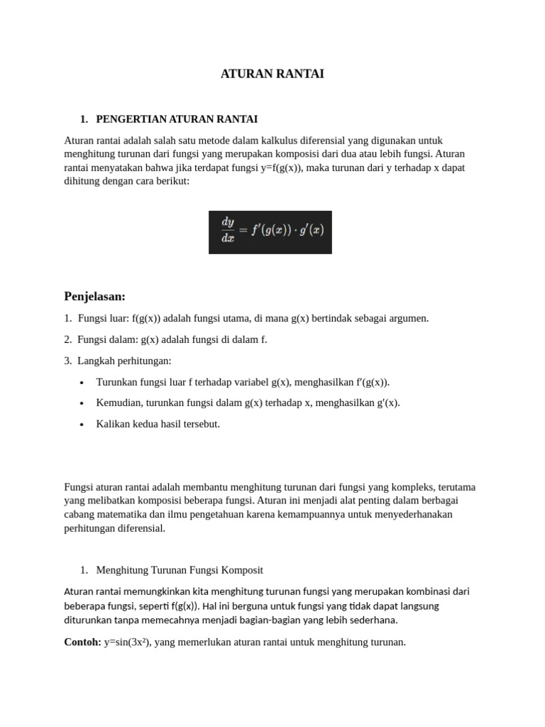 Aturan Rantai dalam Kalkulus Diferensial | PDF