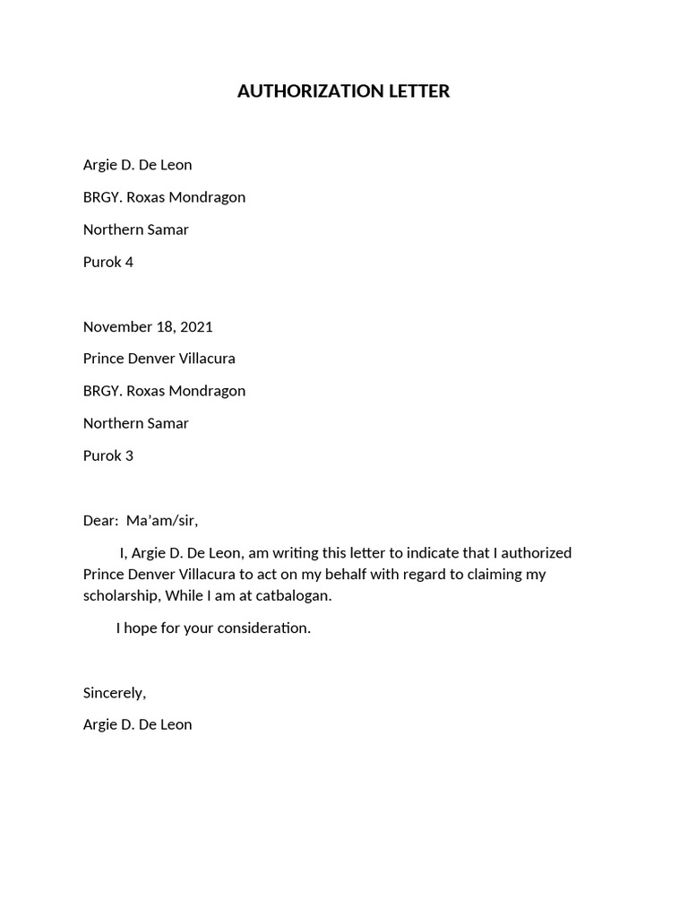 Authorization Letter | PDF