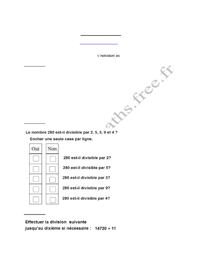 Exercices de division pour 6ème | PDF