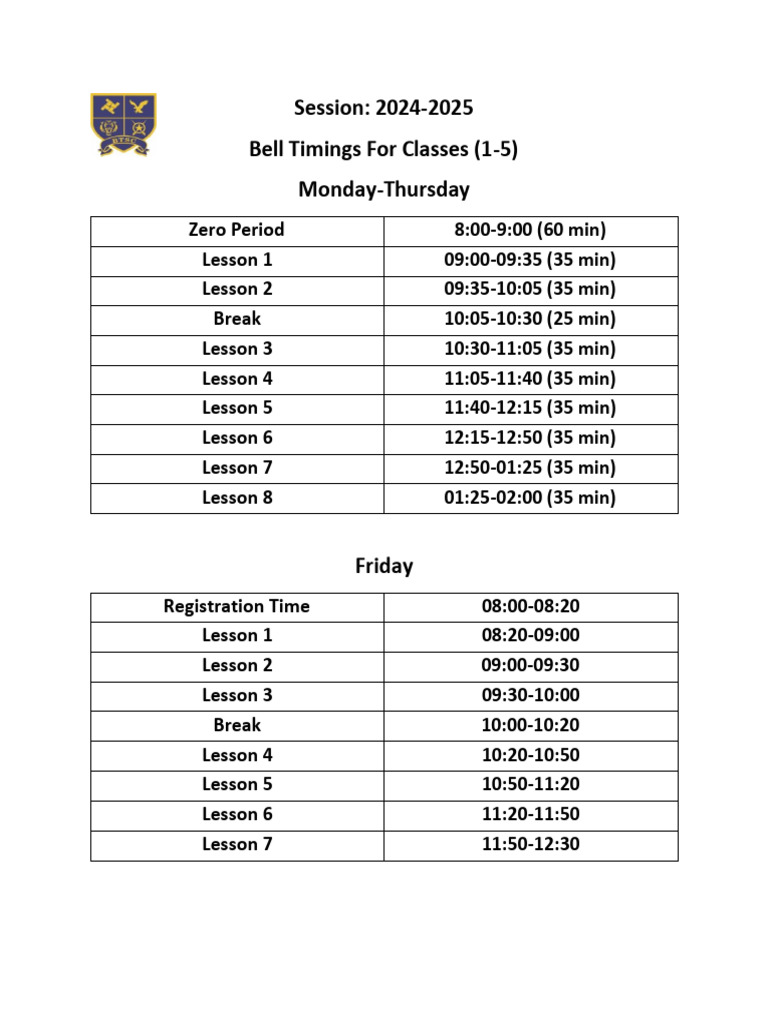 Bell Timings | PDF