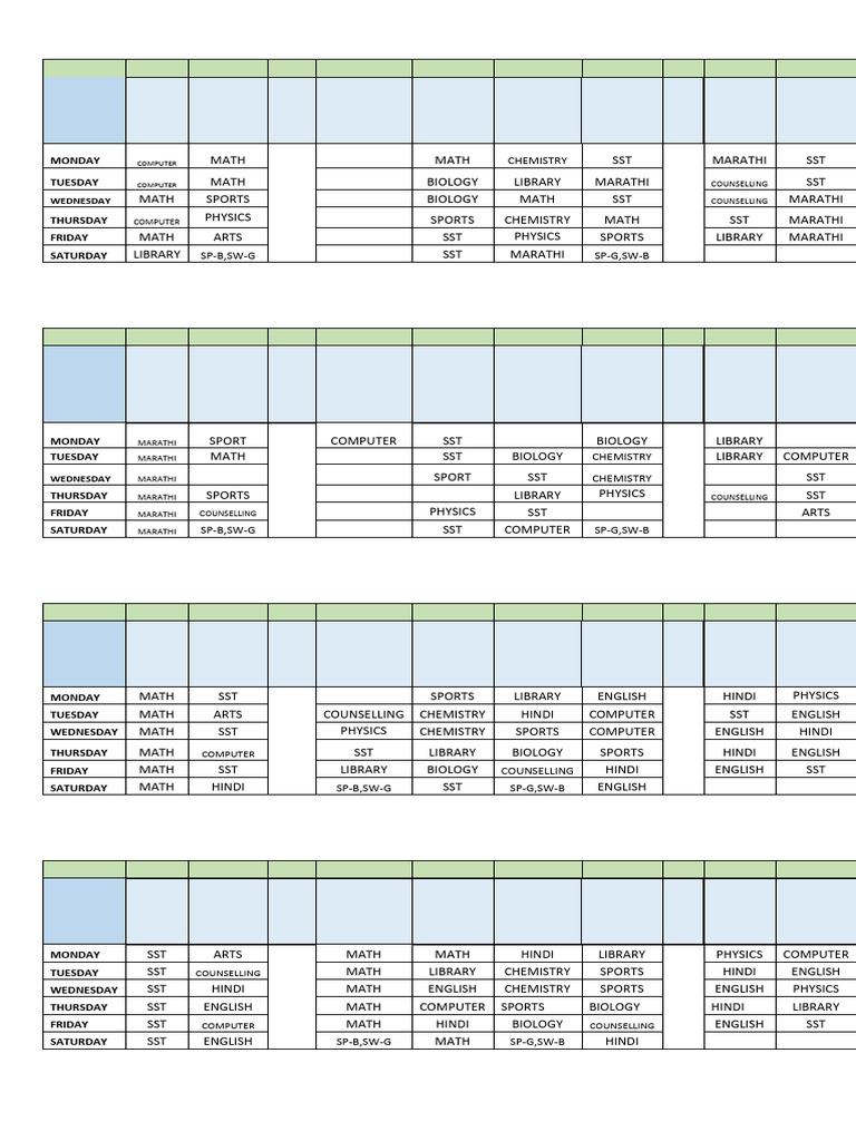 Grade x Class Timetable 2023-24 | PDF