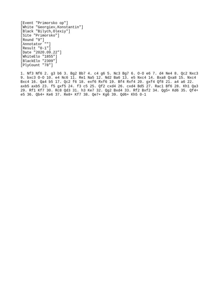 Georgiev Bilych - PGN | PDF