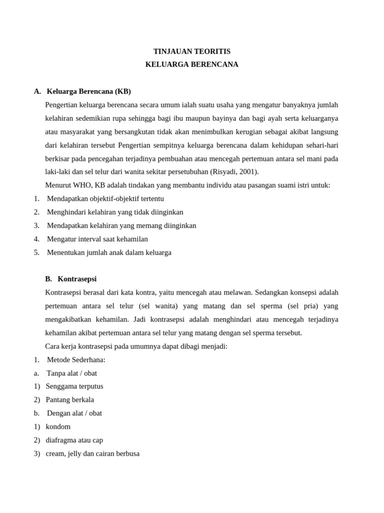 Askep Tinjauan Teoritis KB | PDF