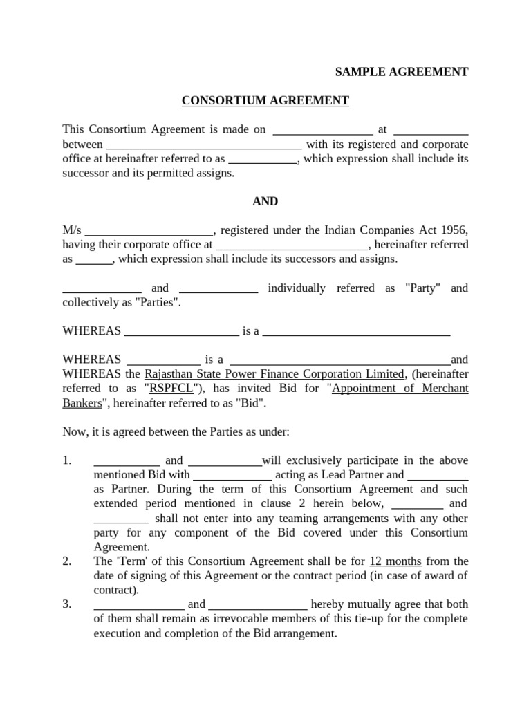 Sample Consortium Agreement | PDF | Private Law | Common Law