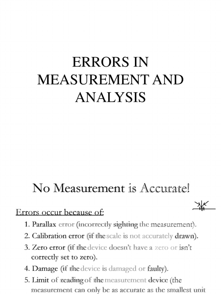 1. Errors in Measurement Analysis | PDF
