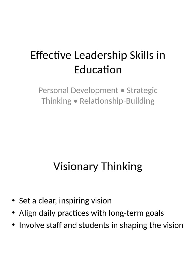 Leadership Skills in Education | PDF