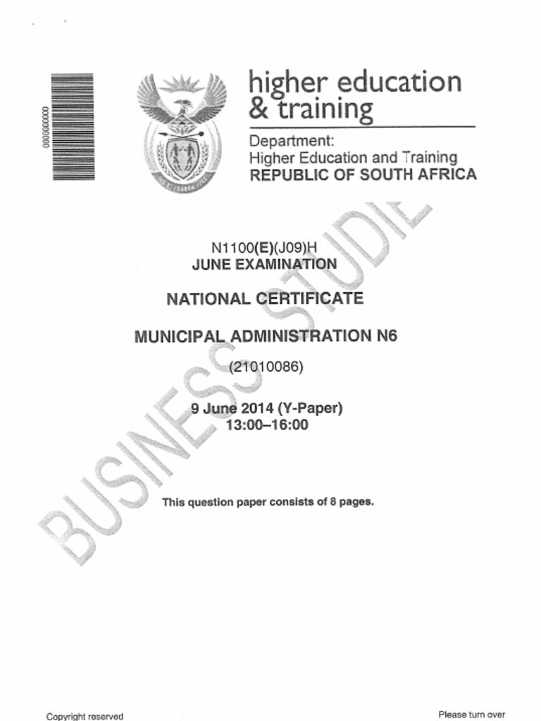 N6 Municipal Administration 2014 June QP | PDF
