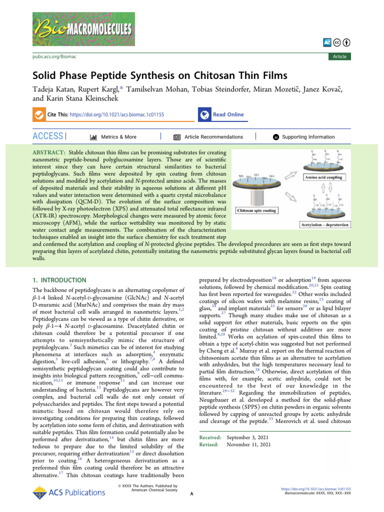 Solid_Phase_Peptide_Synthesis_on_Chitosan_Thin_Fil | PDF | X Ray Photoelectron Spectroscopy ...