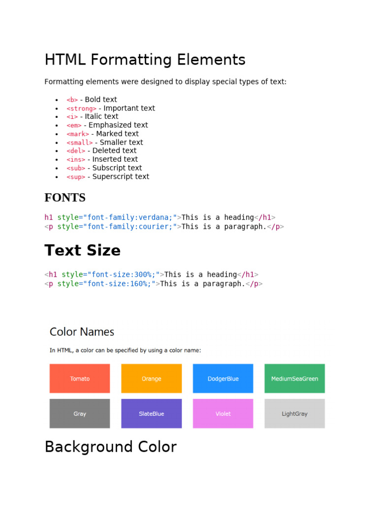 HTML Formatting Elements | PDF | Html Element | Html