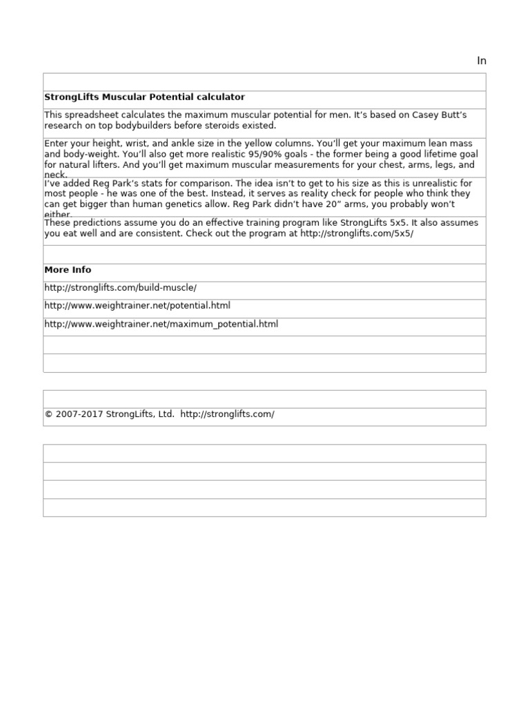 Stronglifts Muscle Potential | PDF | Musculoskeletal System | Weight ...