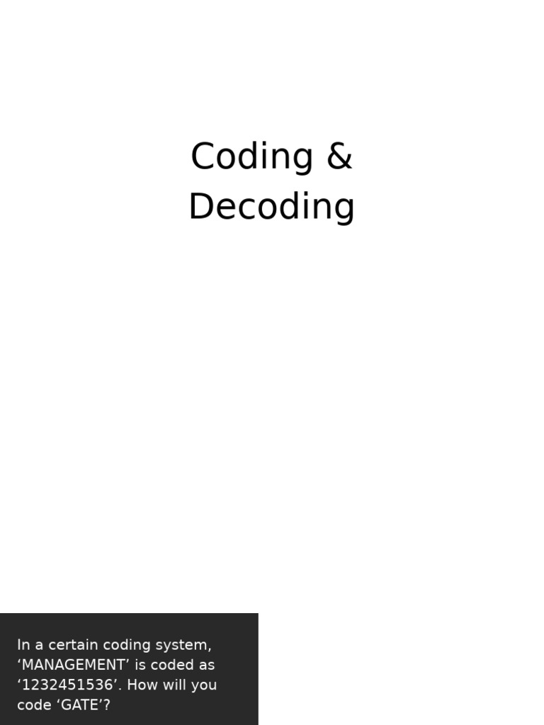 Coding & Decoding | PDF