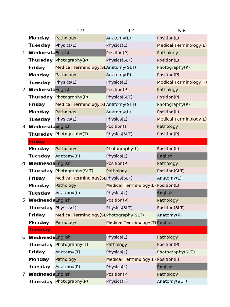 2021 timetable 2nd ast semester-14-1-2021 | PDF | Medicine | Biology