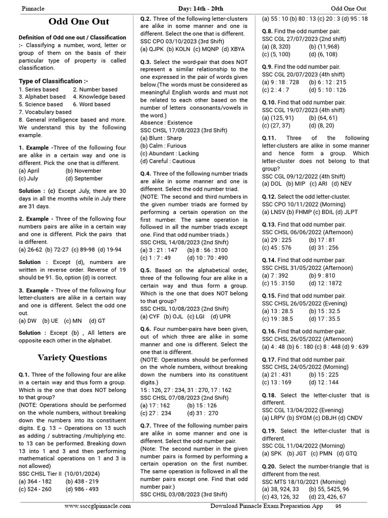 Odd One Out Classification Guide | PDF