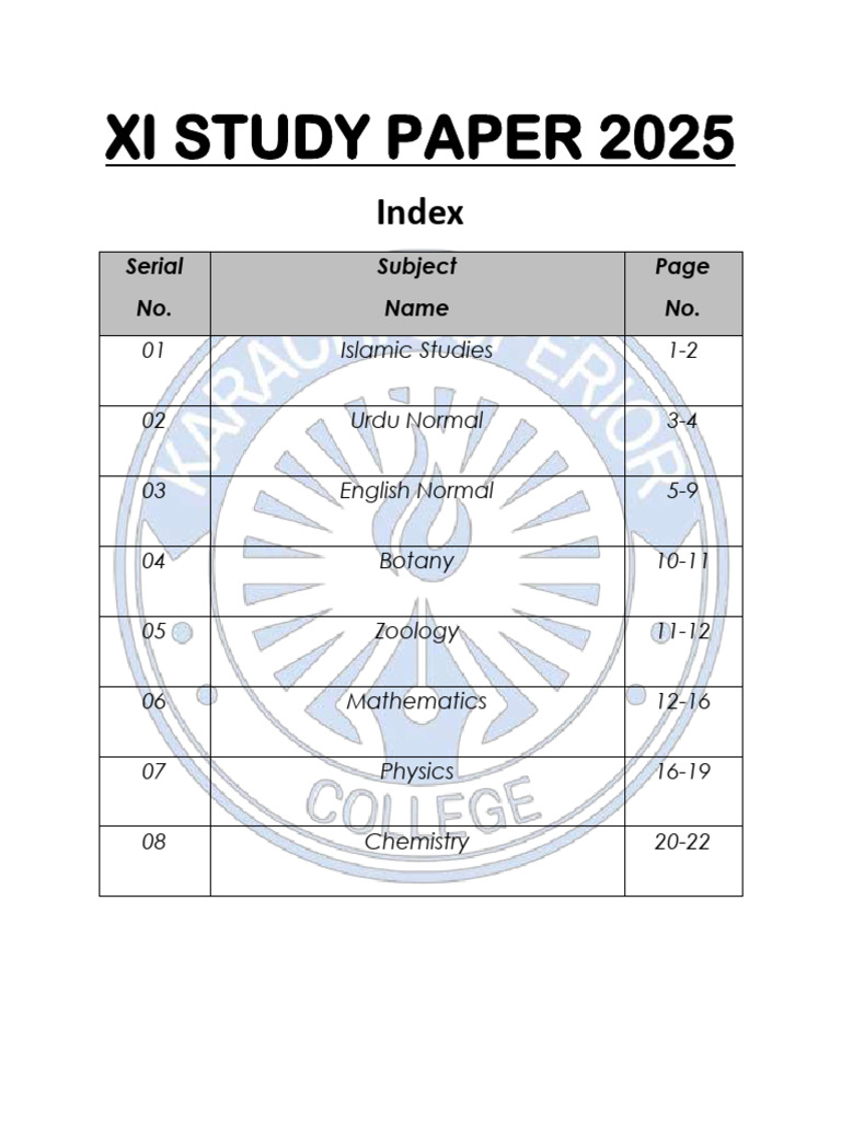 Study Paper XI Modified | PDF