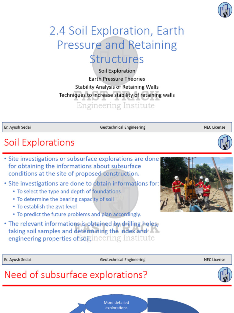 Soil Exploration and Retaining Structures | PDF | Geotechnical Engineering | Borehole