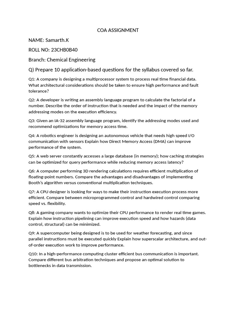 COA ASSIGNMENT | PDF