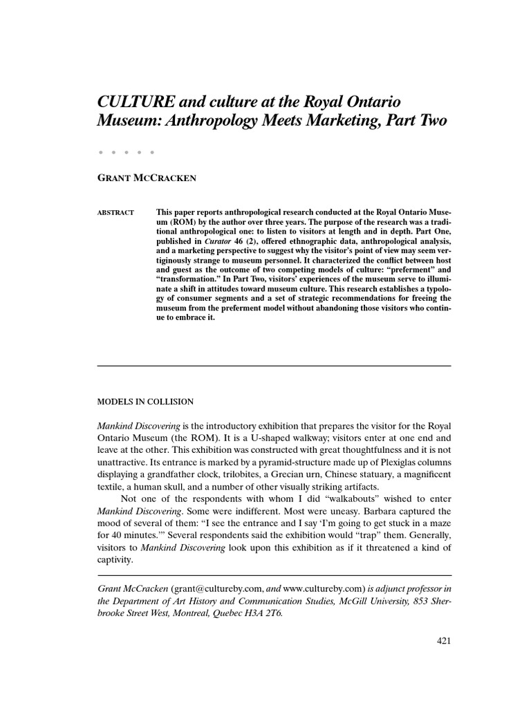 McCracken-2003-Curator - The Museum Journal | PDF | Museum | Bigfoot