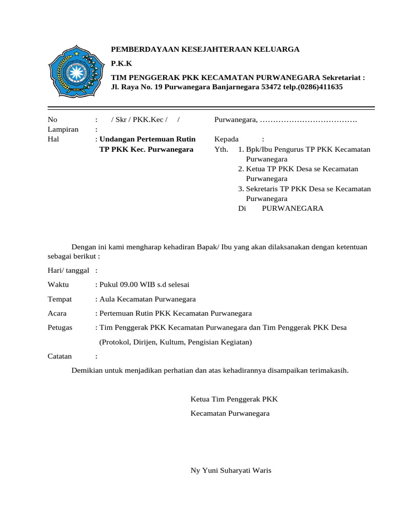 Undangan PKK | PDF