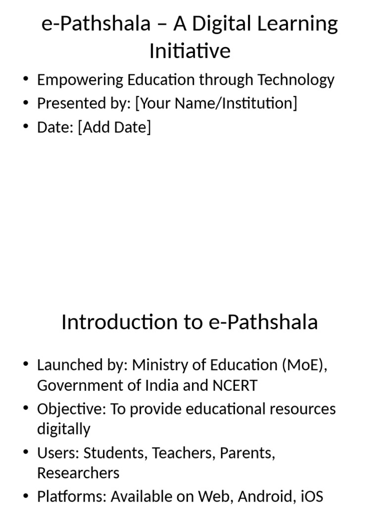 E Pathshala Presentation | PDF