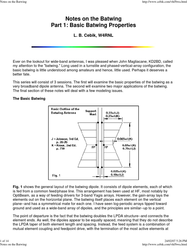 Notes On The Batwing 1 | PDF | Antenna (Radio) | Electrical Impedance