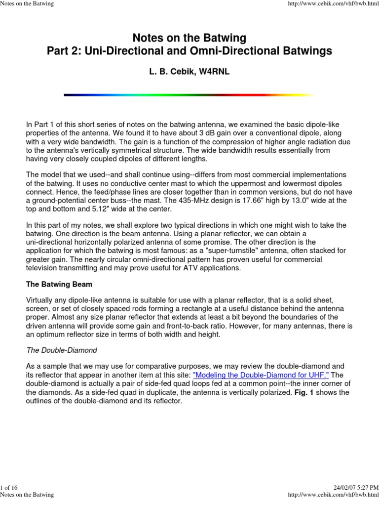 Notes On The Batwing 2 | PDF | Antenna (Radio) | Information And ...