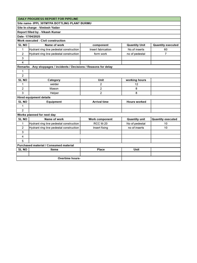 DAILY WIP report 17_04_2025 | PDF