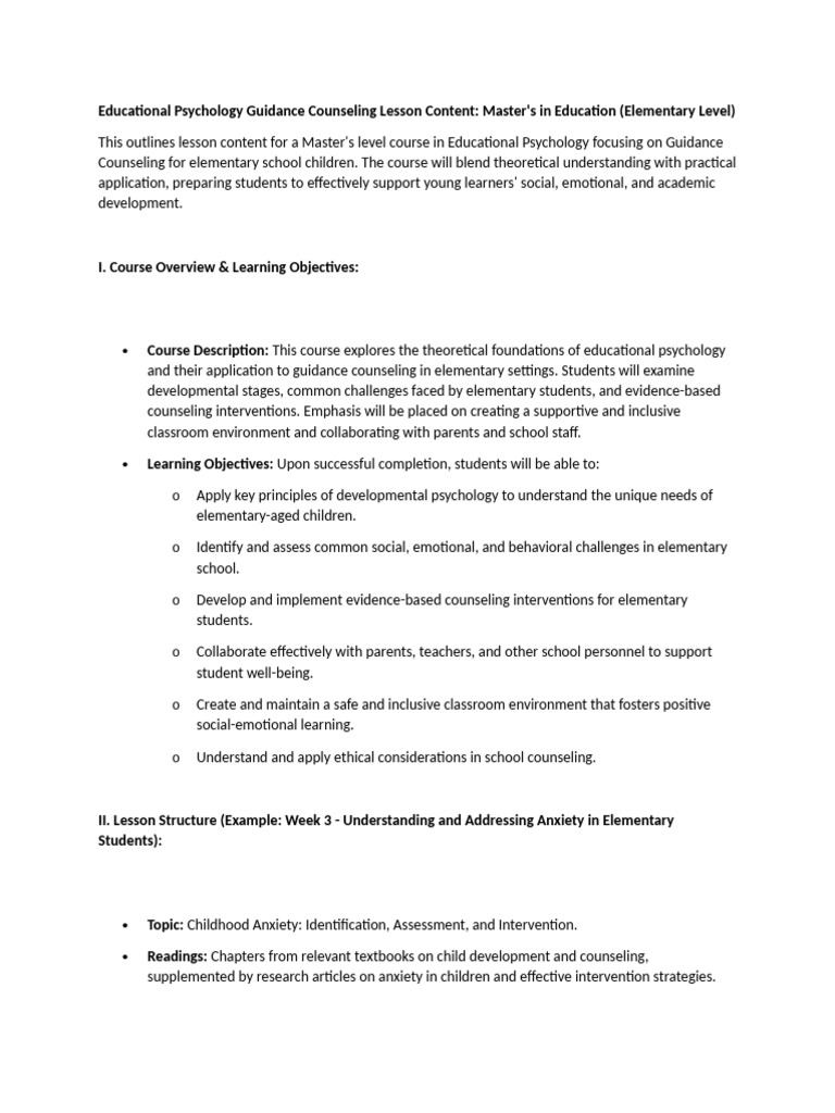 Master's in Ed Psych: Guidance Counseling | PDF | Psychotherapy ...