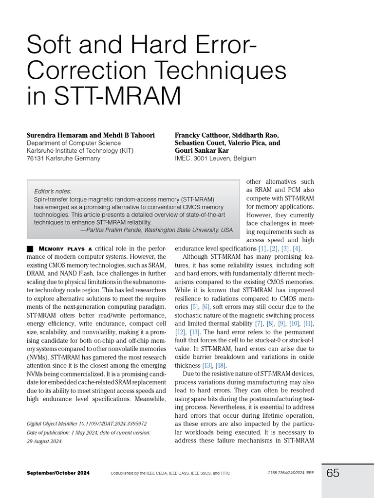 Error-Correction in STT-MRAM Systems | PDF | Electronics