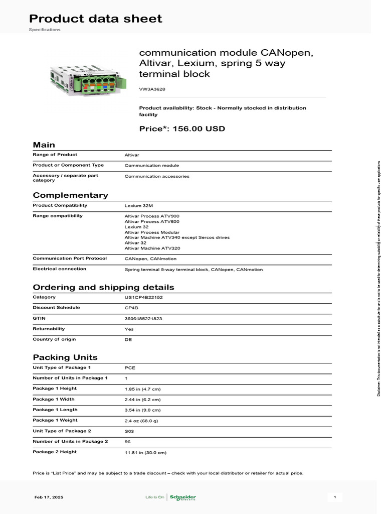Schneider Electric - Lexium-32-Servo-Drives-Motors - VW3A3628 | PDF ...